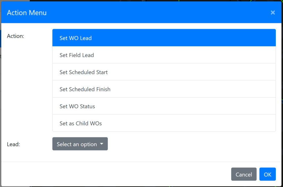 Action Menu - ActiveG Support